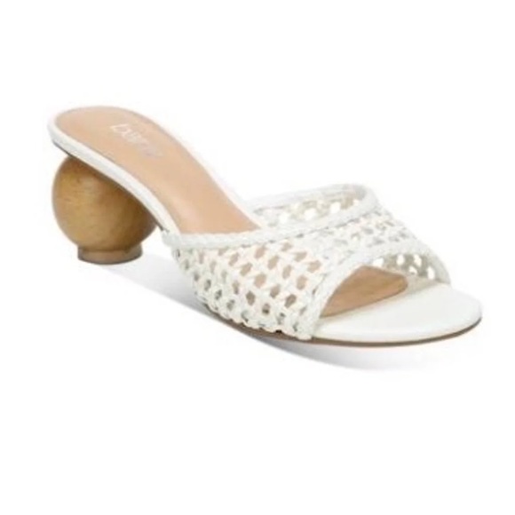 Bar III | Shoes | Bar Iii White Sandal With A Wooden Ball Heel | Poshmark